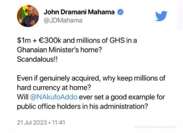 $1m + €300k and millions of cedis in a Minister’s home scandalous ...