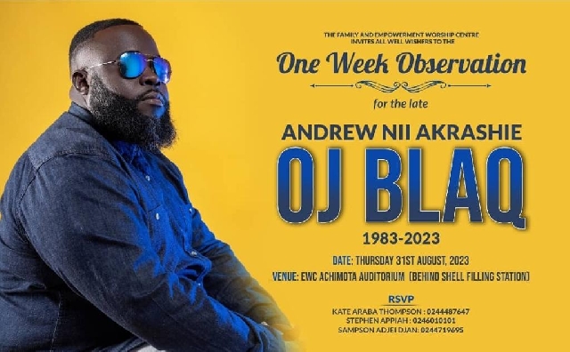 OJ Blaq: One week observation slated for Aug 31 | Entertainment